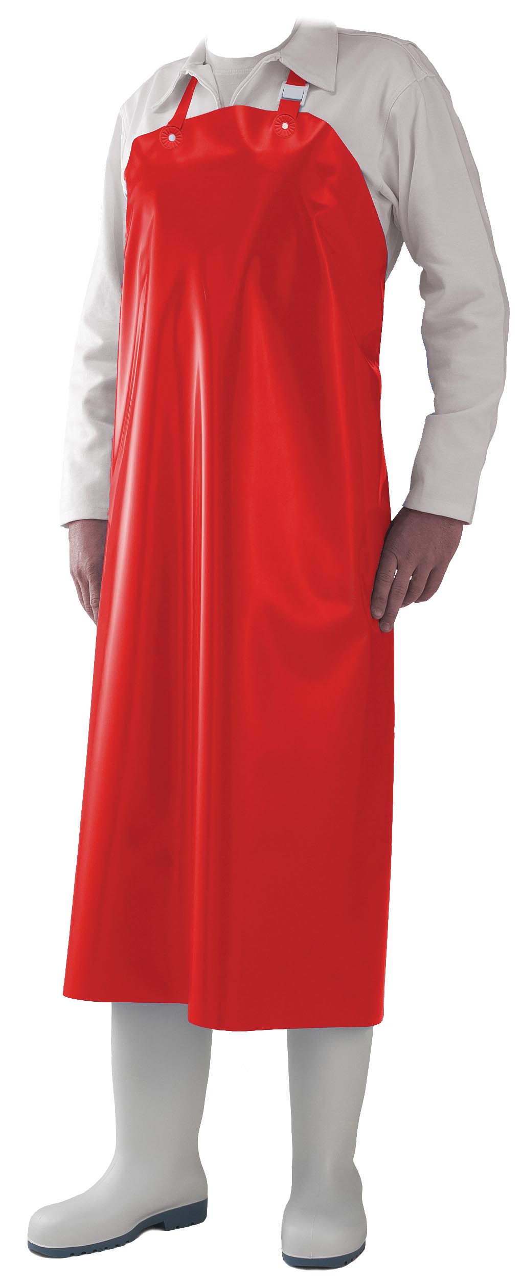 TABLIER ROUGE DE LABORATOIRE POLYURETHANE AVEC OEILLETS THERMO-SOUDES ...